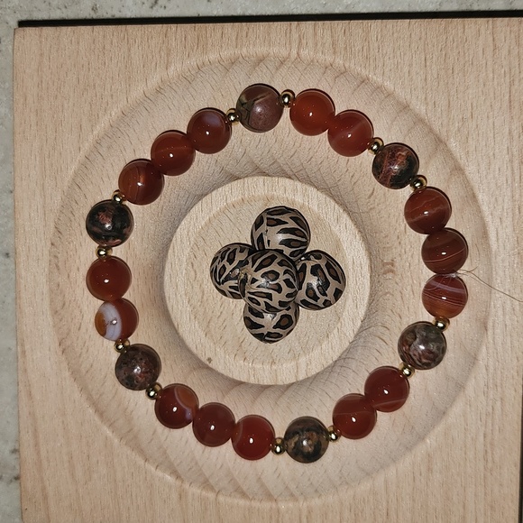 Jewelry | Natural Leopard Jasper Red Lace Agate Crystal Beads Bracelet ...